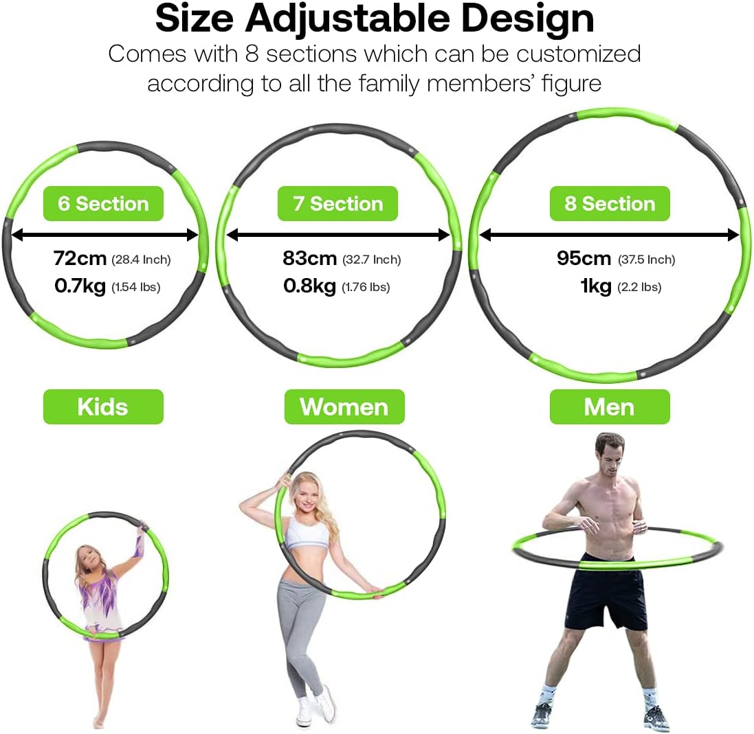 ROMIX Weighted Hoola Hoops, Smart Hula Hoop 1 kg (2.2lbs) for Adults ...