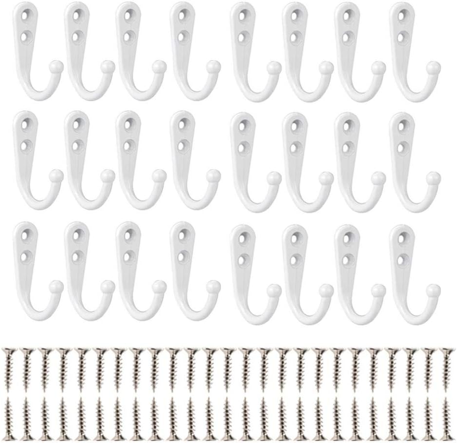 24 Pieces Coat Hooks, Wall Mounted Hook Robe Hooks Coat Hook Single ...