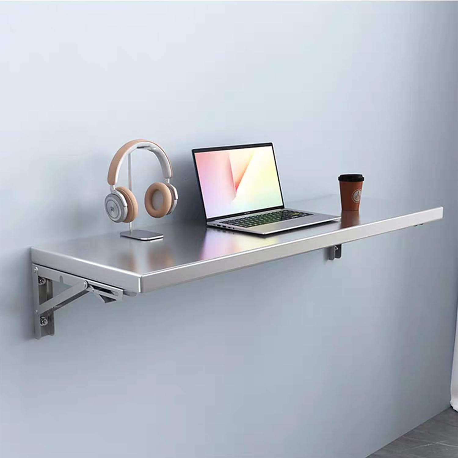 Amazon.com: Wall Mounted Folding Tabl,Stainless Steel Wall Shelf,Space ...