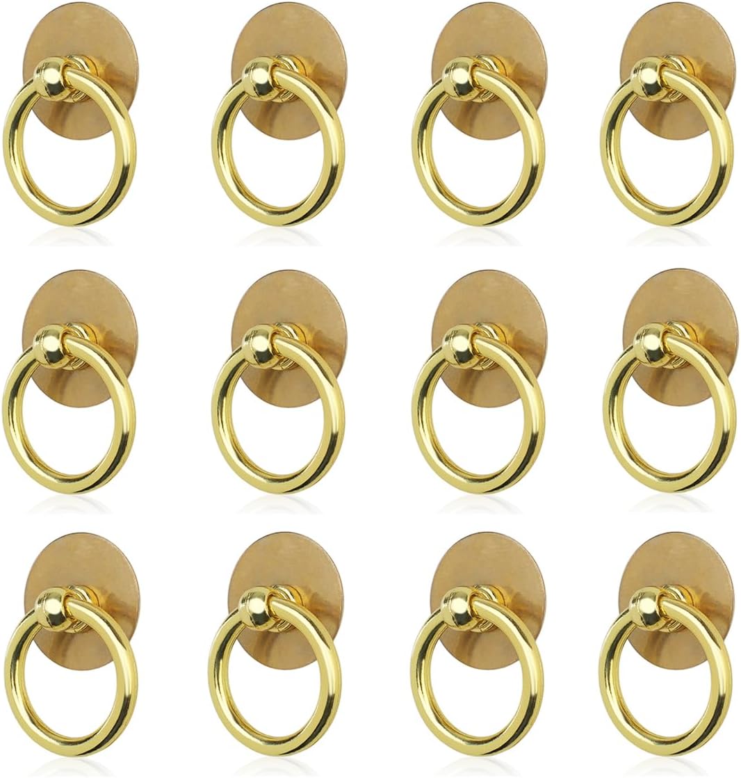 12 Pcs Ring Drawer pulls,Retro Style Gold Hangin Ring Cabinet Drawer ...