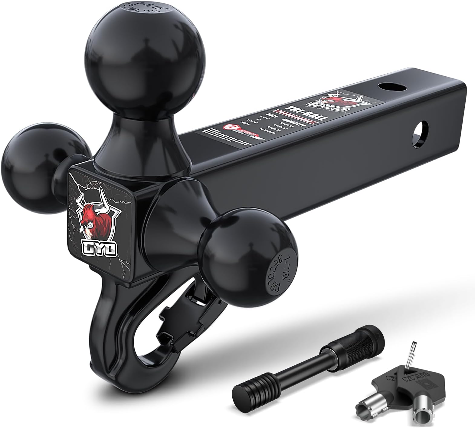 Amazon.com: Upgraded Trailer Hitch Tri-Ball Mount with Hook & Shackle ...