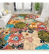 Amazon.com: keensoft Colorful Flower Area Rug 8x10 ft Boho Floral Retro ...