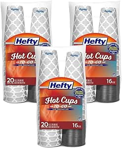 Amazon.com: Hefty Paper Disposable Hot Cups with Lids, 16 Ounce, 20 CT ...