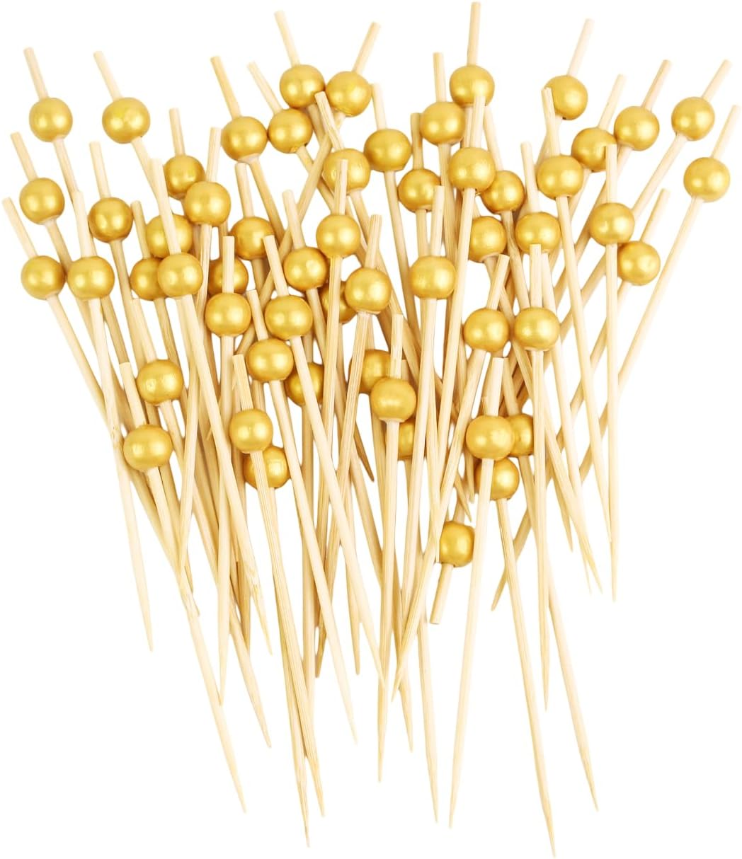 Amazon.com | Cocktail Picks Gold Fancy Toothpicks - 200 Pcs Cocktail ...