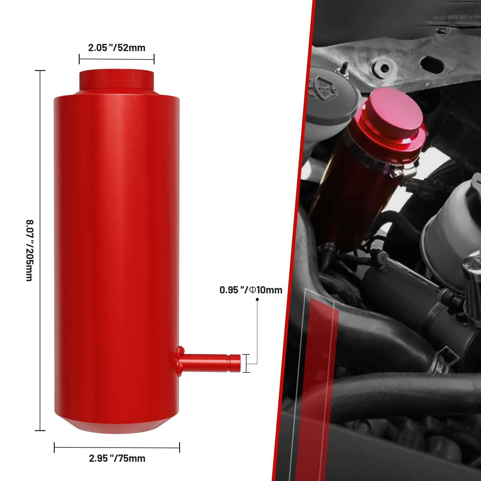 Snapklik.com : Universal Aluminum Car Overflow Tank 800ml Coolant ...