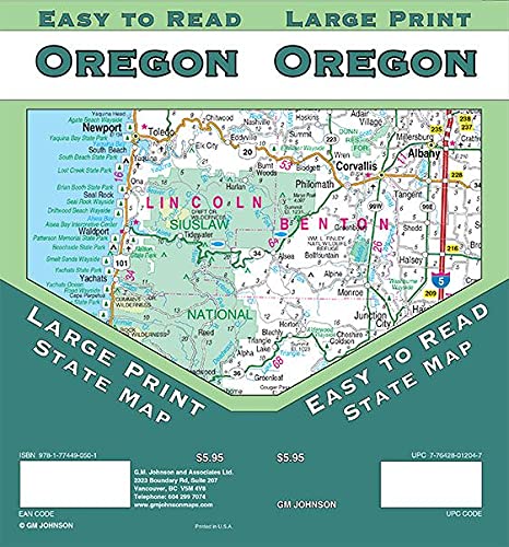 Oregon Large Print State Map: GM Johnson Maps: 9781774490501: Amazon ...