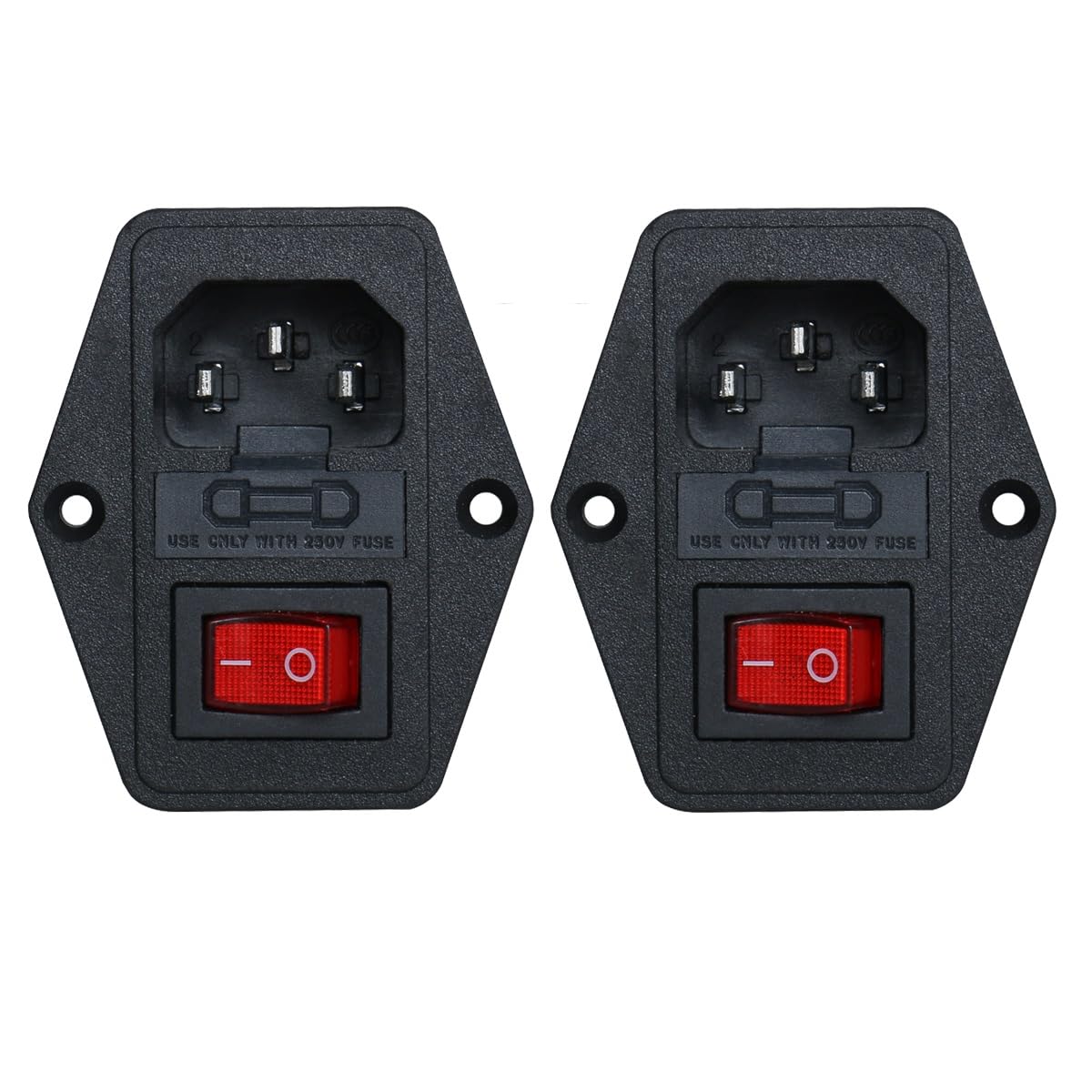 Baomain 3 Pin Power Socket Switch, AC 10A 250V Inlet Module Plug Fuse ...