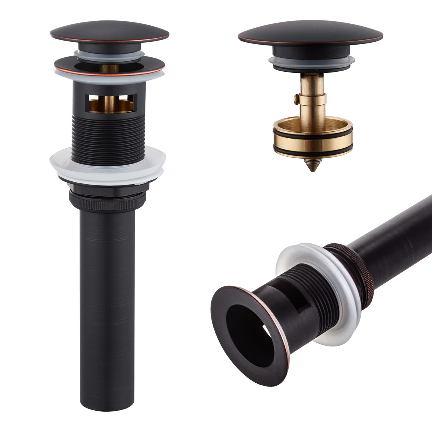 KOKOSIRI Bathroom Sink Drain with Detachable Hair Catcher, Oil Rubbed ...