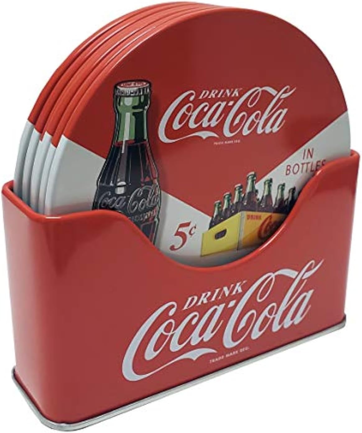 Amazon.com: The Tin Box Company Coke 6 pc Coaster Set with Standing ...