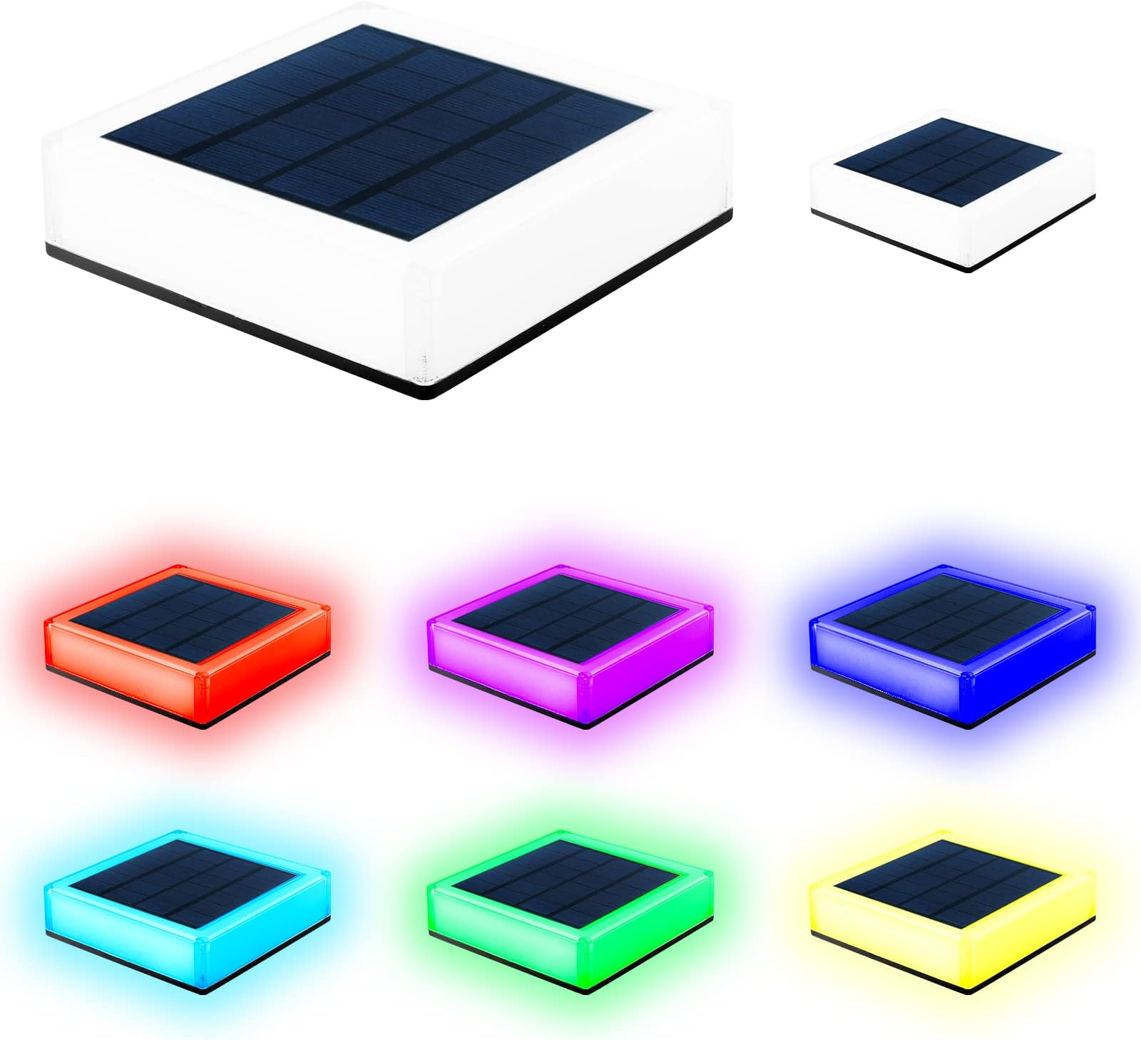 ILIKEPOW 8 Pack Solar Post Lights RGB Changing Outdoor Post Cap Light ...