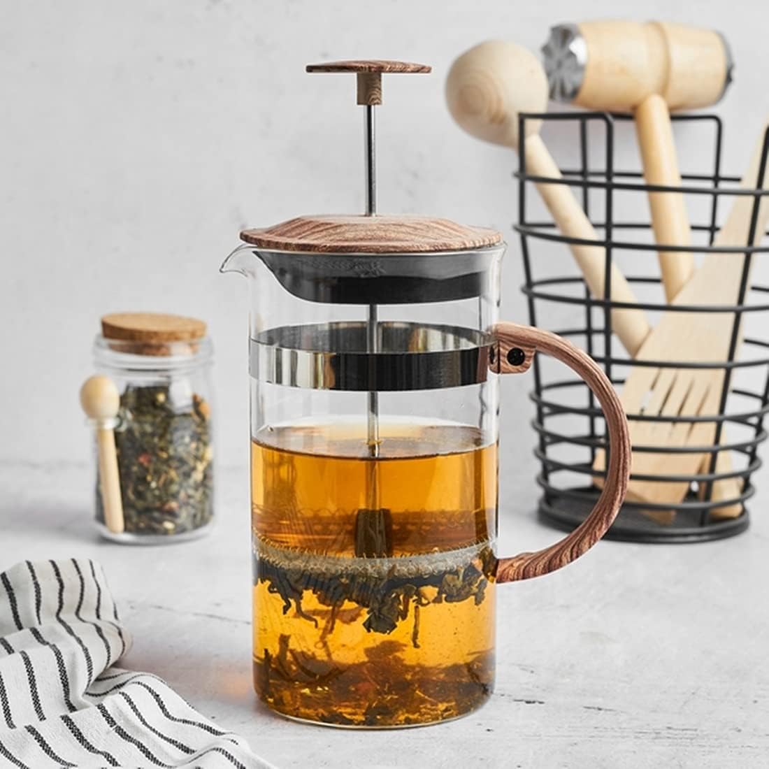 French Press Coffee Maker 1 L Tea Pot Glass Plunger Tea Press Teapot ...