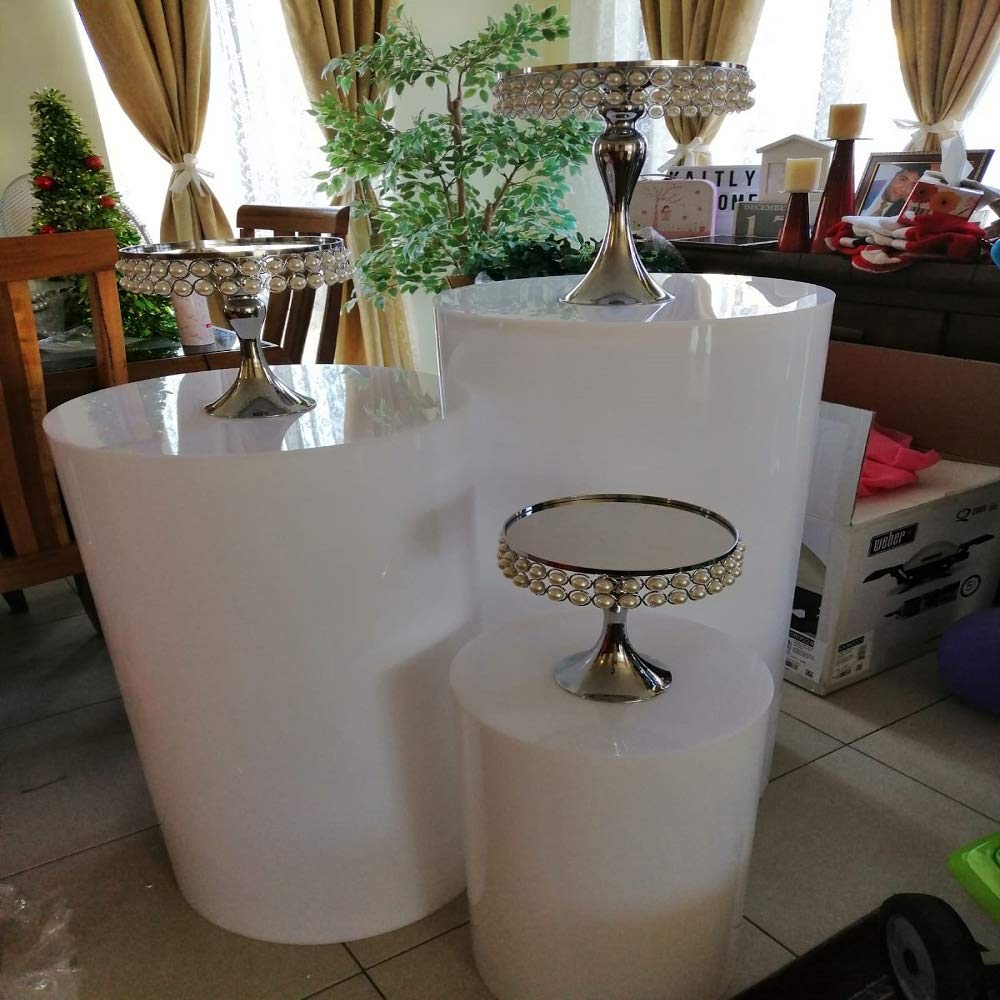 NAXILAI Plinths White Acrylic Round Cylinder Plinth Stands Display ...