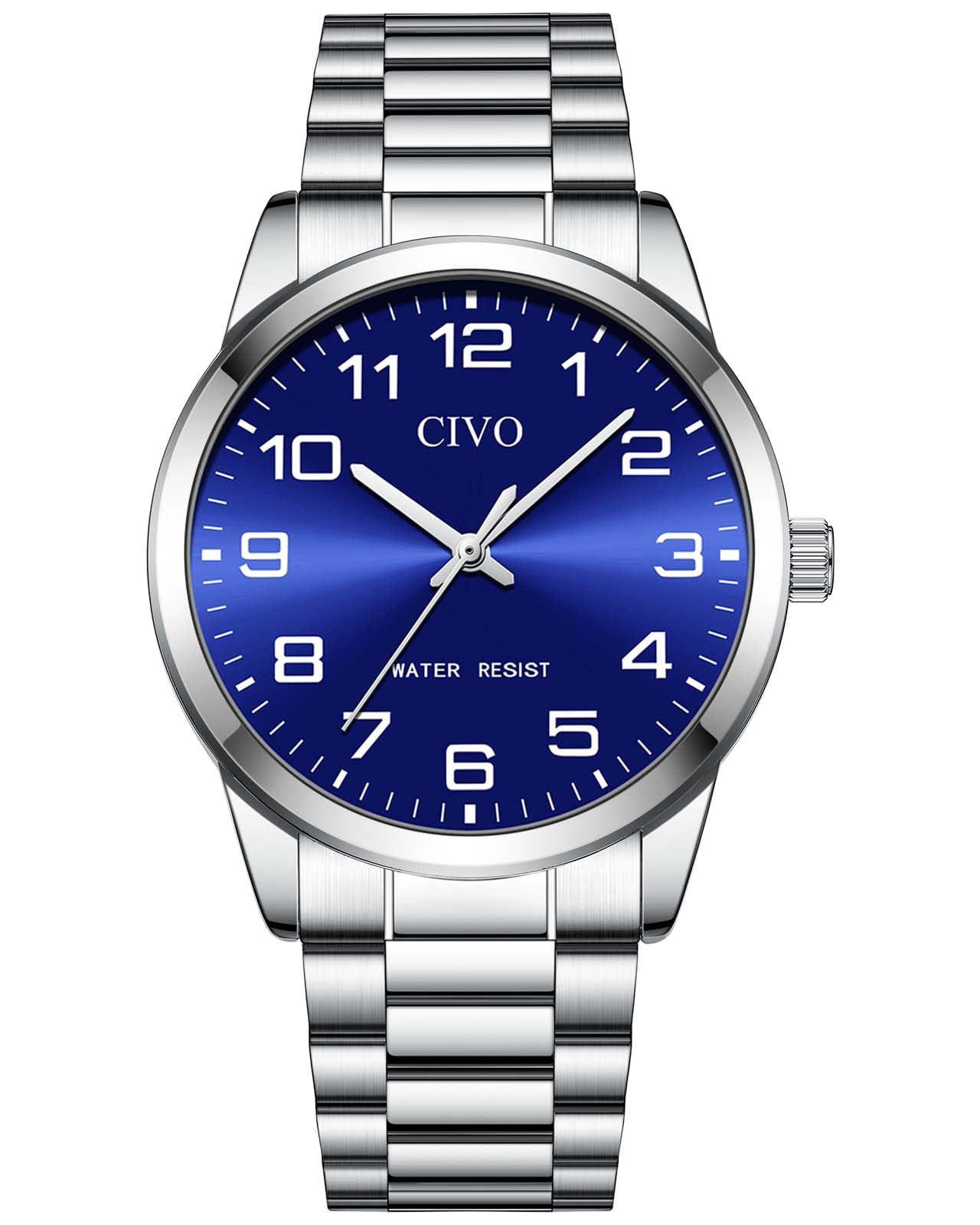 CIVO Mens Watches Waterproof Wristwatch: Designer Silver Stainless ...