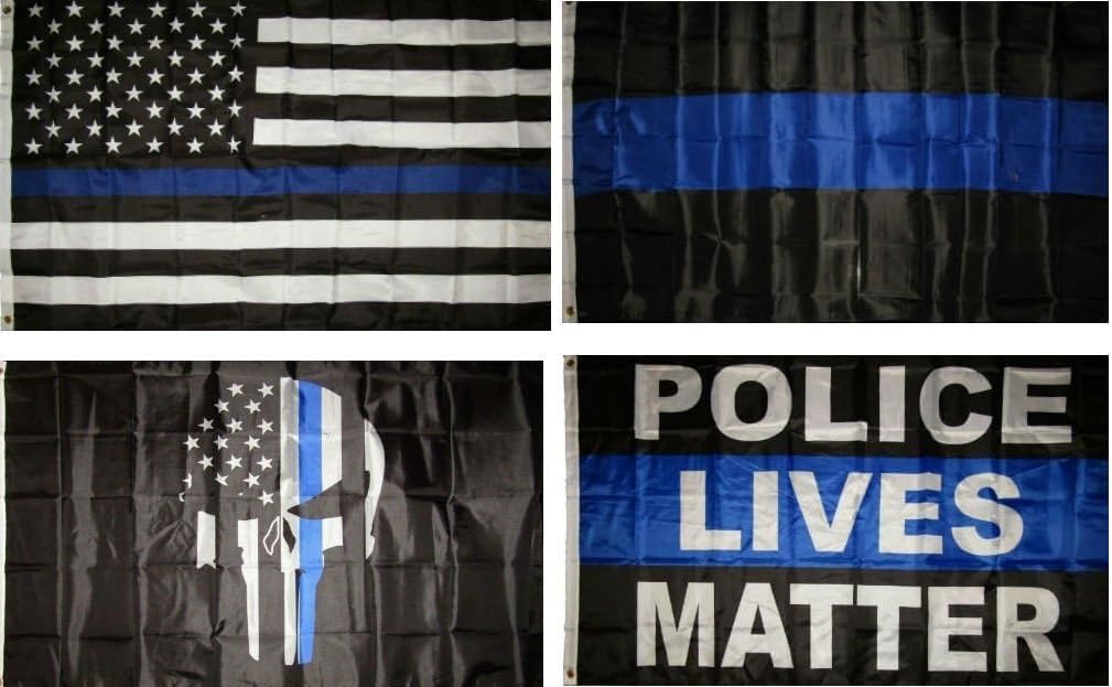 Amazon.com : Wholesale Lot Police Lives Matter Gift Set 4 Flags USA ...