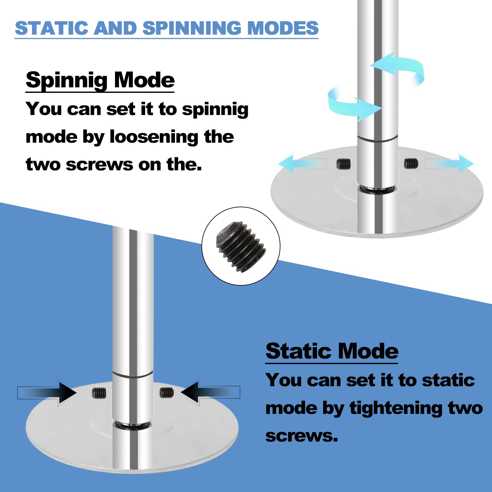10ft Spinning Dance Pole Kit, 45mm Professional Static&Spinning Pole, 7 ...