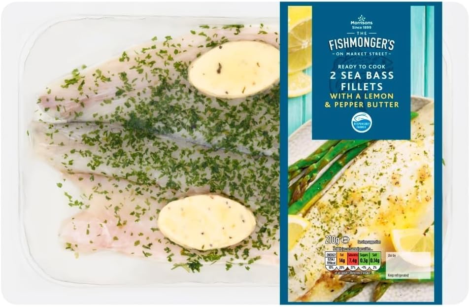 Morrisons Market St Seabass Fillets with Lemon & Pepper Butter 210g ...