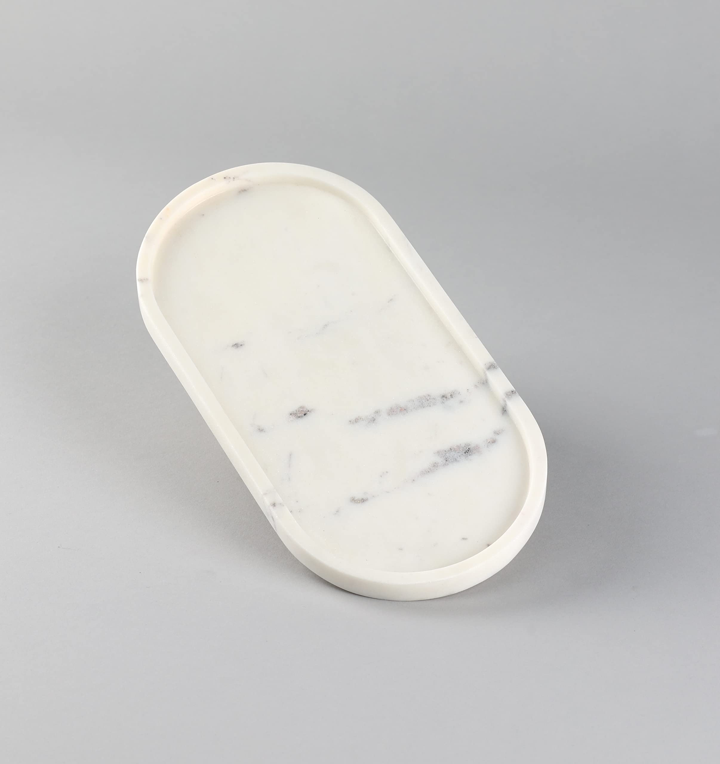 Stone Essential Oval Shape White Marble Tray for Bathroom, Kitchen ...