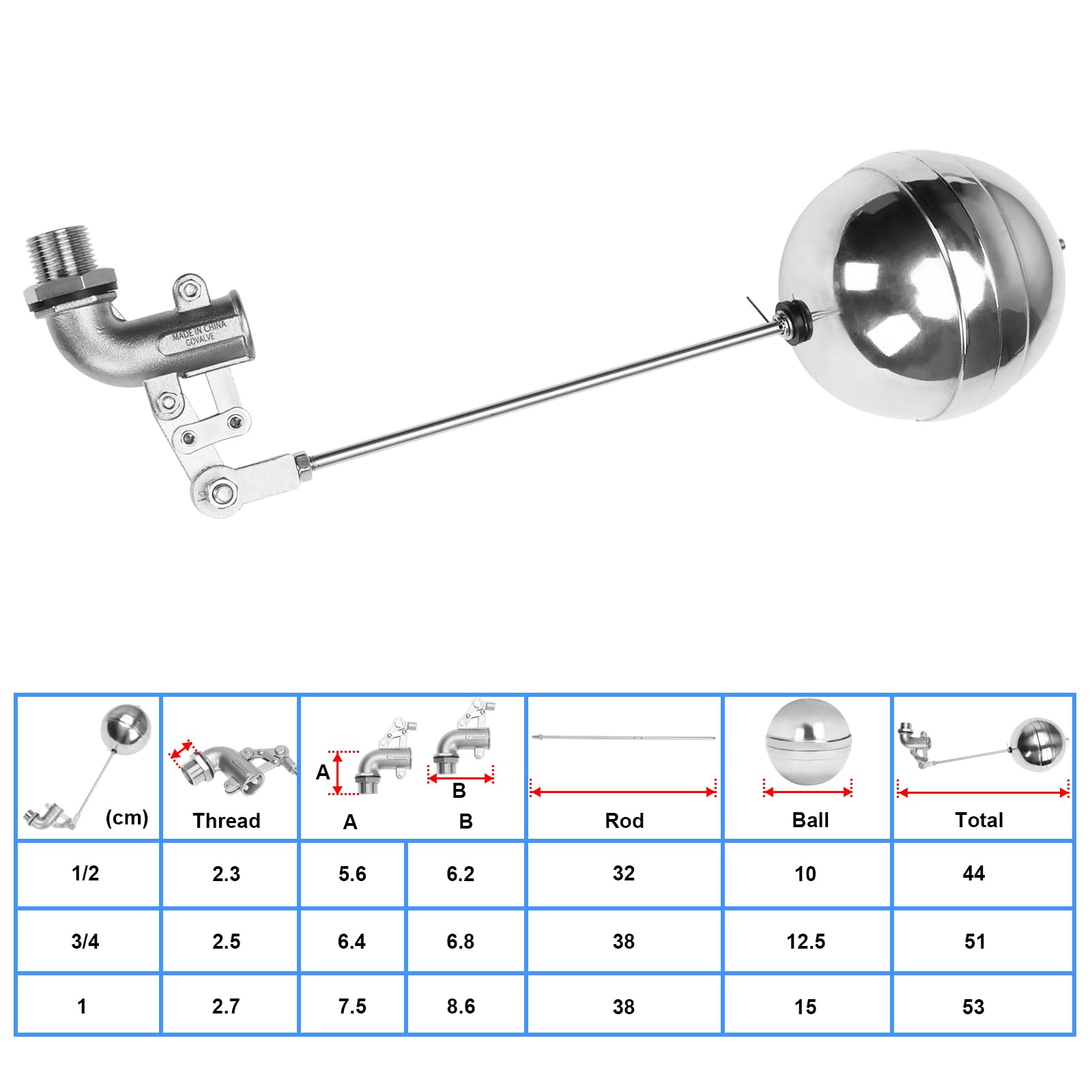 Snapklik.com : Stainless Steel Float Ball Valves - 1/2" NPT Male Thread ...