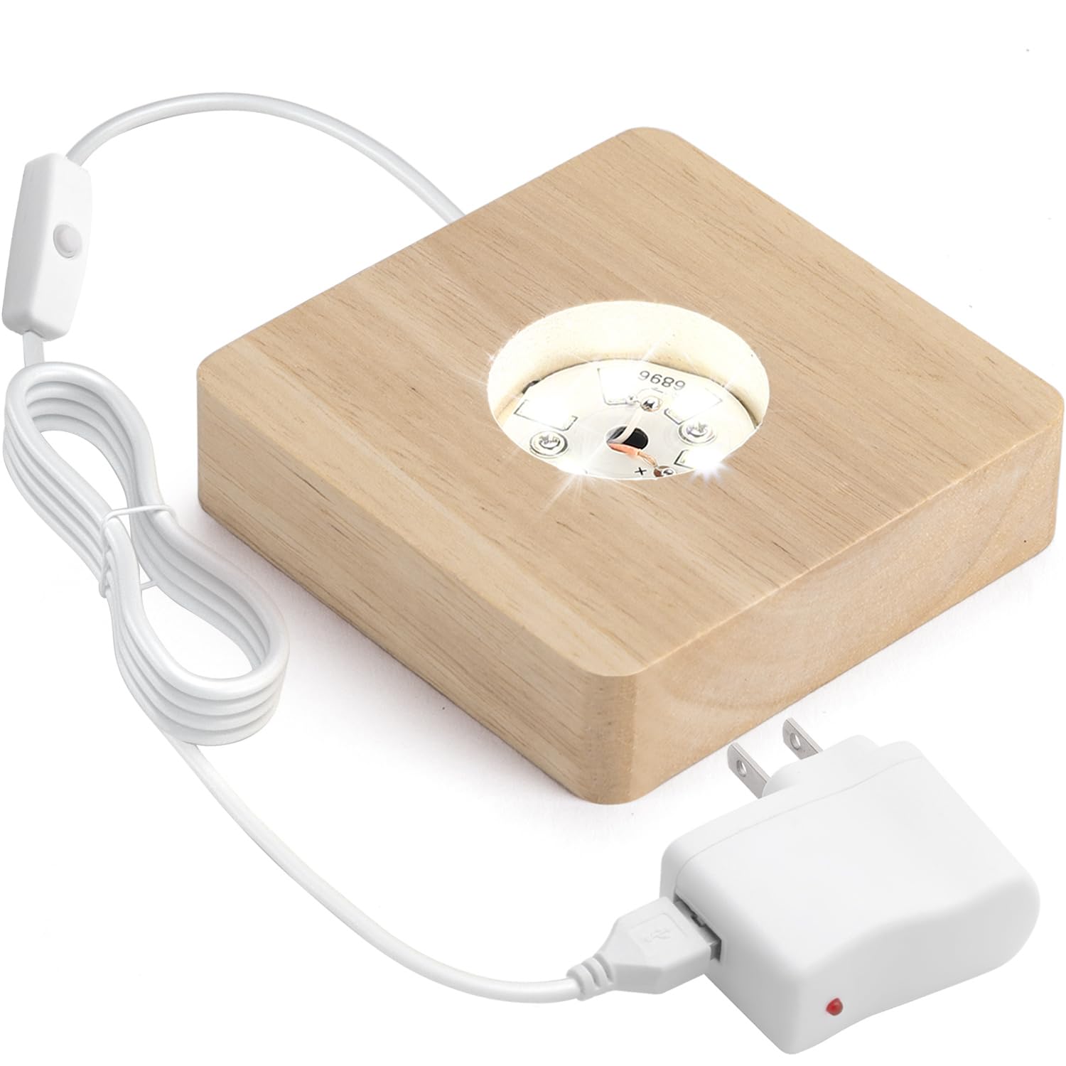 Amazon.com: Facmogu Wooden LED Light Display Base with Power Adapter DC ...