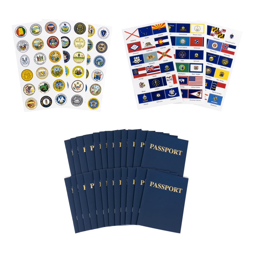 Amazon.com: Hygloss Products 12 Blank Passport Books with 108 US State ...