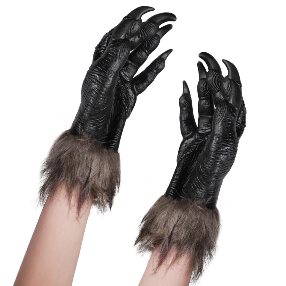 Adult Werewolf Gloves Claws Glove Animal Paw Gloves Halloween Horror ...