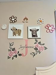 Amazon.com: waldo Name and Initial Peonies Wall Decal - Kids Wall Decor ...