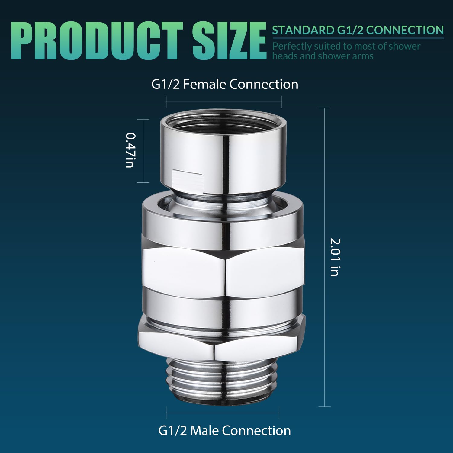 Adjustable Shower Connector Solid Brass Shower Head Swivel Ball Adapter ...