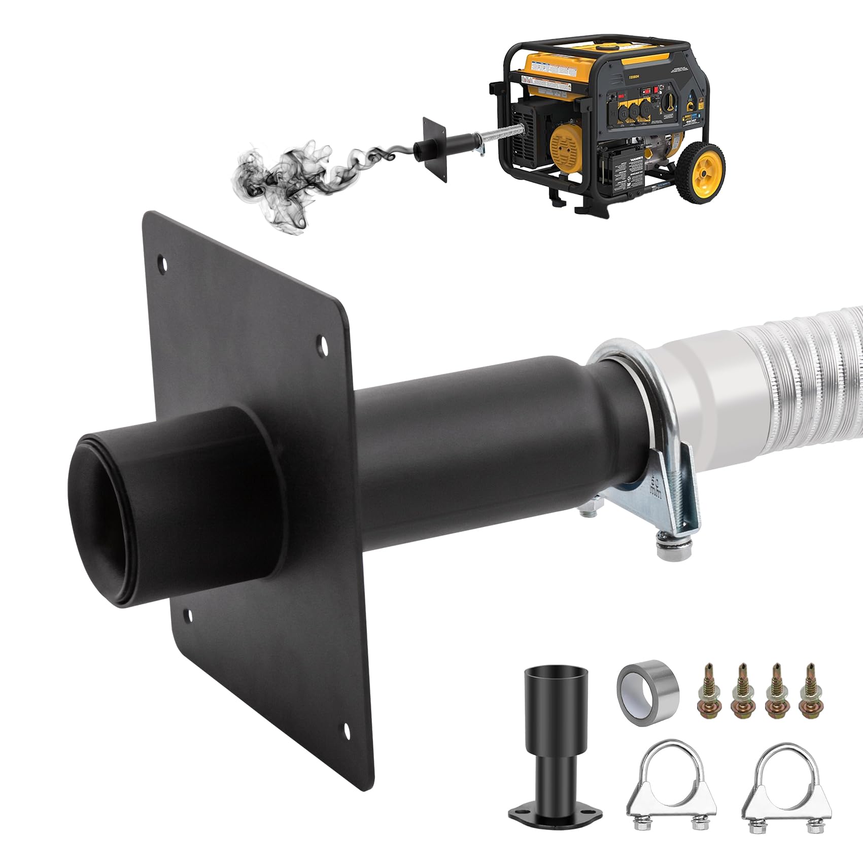 Insulated Through-wall Mounting Plate Kit Generator Exhaust Extension ...