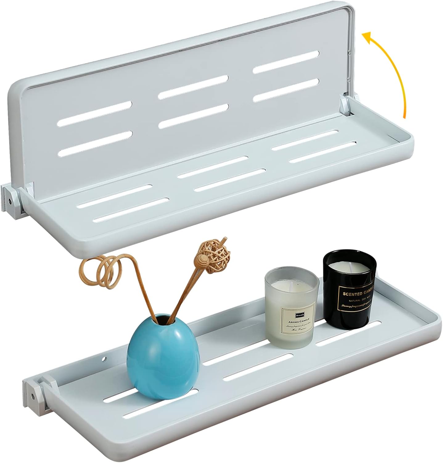 Amazon.com: SKIKEN White Folding Wall Shelf | Wall Mounted Bathroom ...