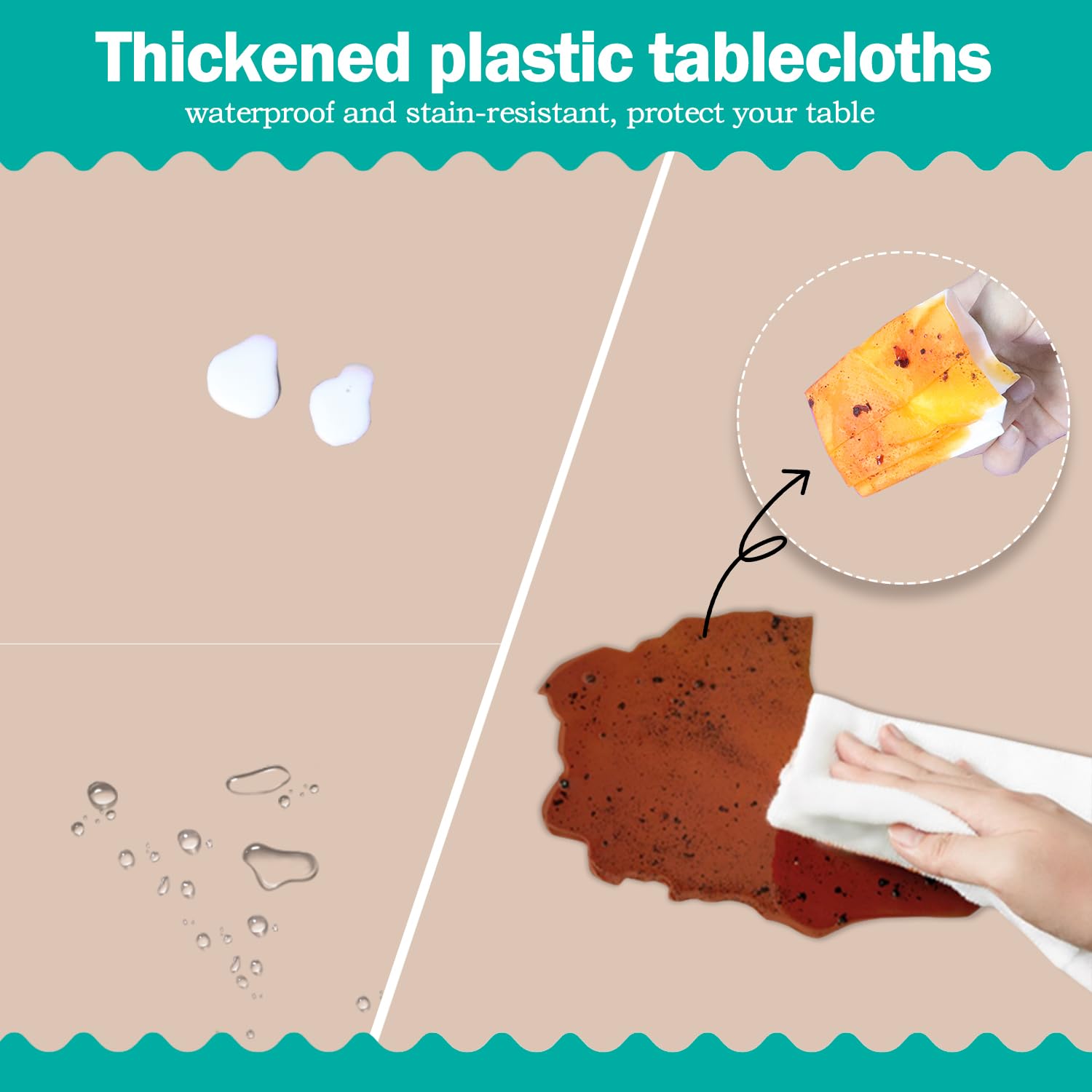 Snapklik.com : Tujol Ivory 6 Pack Plastic Table Cloth 54" X 108"