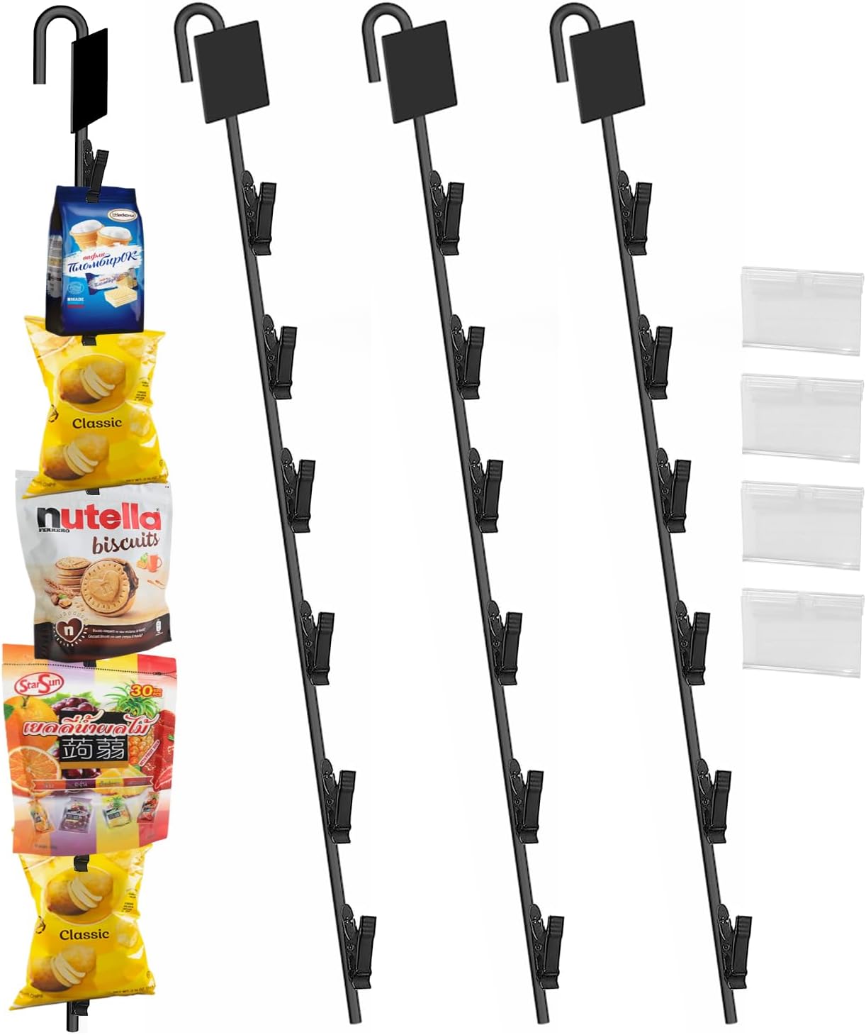 Amazon.com: Strips Hooks Chip Rack Display Hanging 16.5 Inches with 6 ...