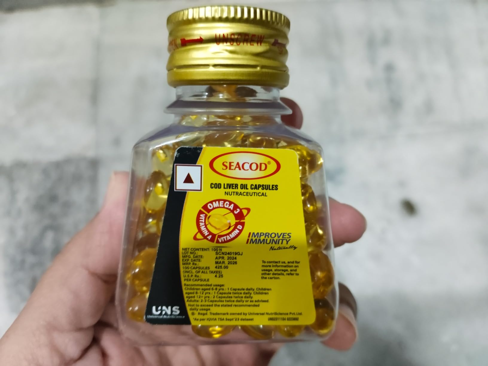 Seacod Cod Fish Liver Oil 100 softgel Capsules With Natural Omega 3 ...