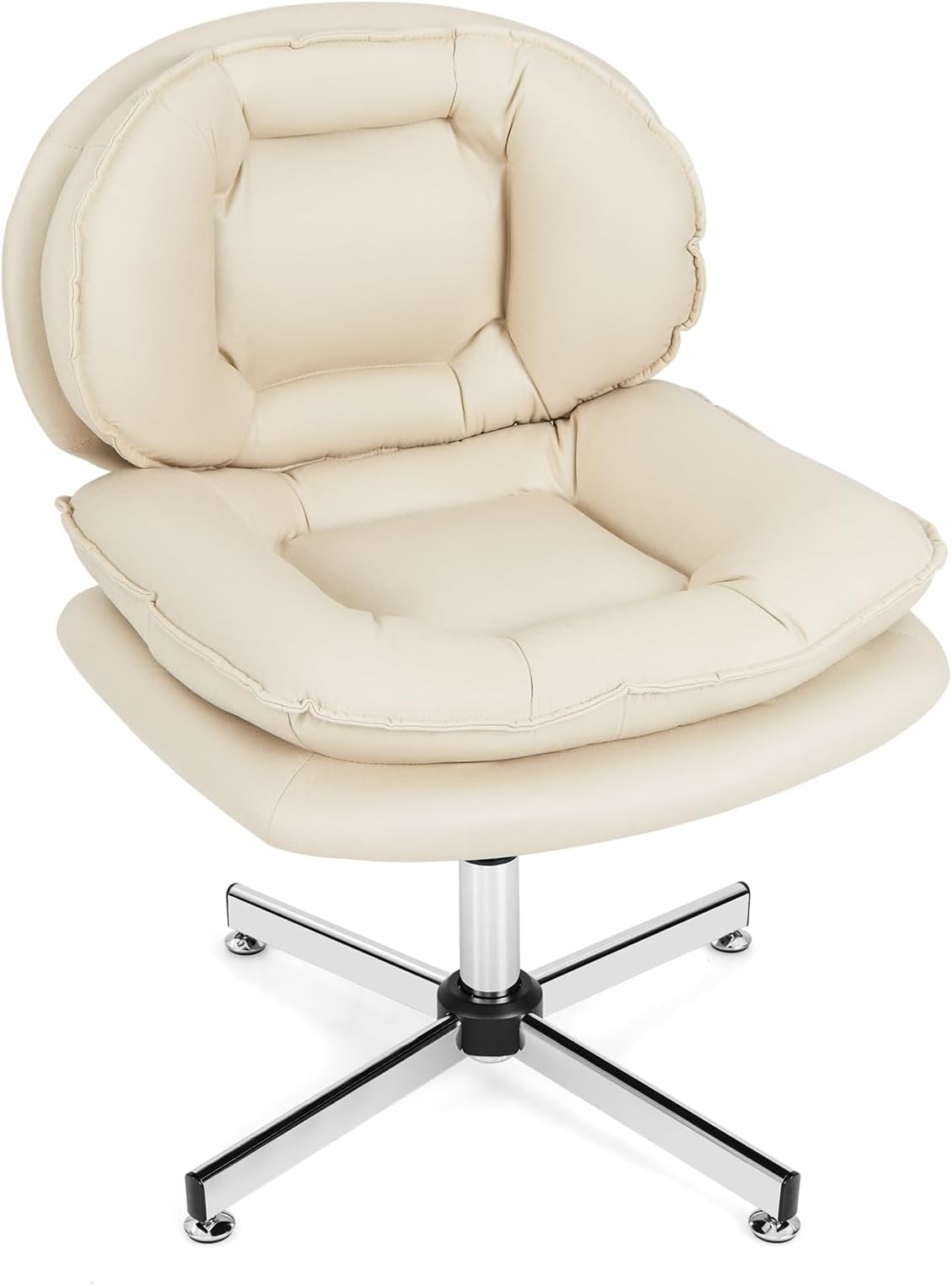 COSTWAY Home Office Desk Chair, Upholstered Computer Chair with No ...
