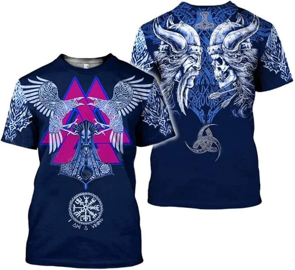 Simboli Vichinghi Medievali Totem Tatuaggio T-Shirt Stampa 3D Raven Awe ...