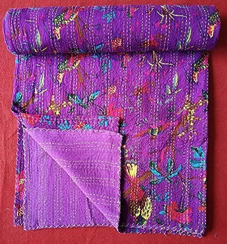 Amazon.com: Marusthali Handmade Cotton Kantha Quilt Indian Bedspread ...