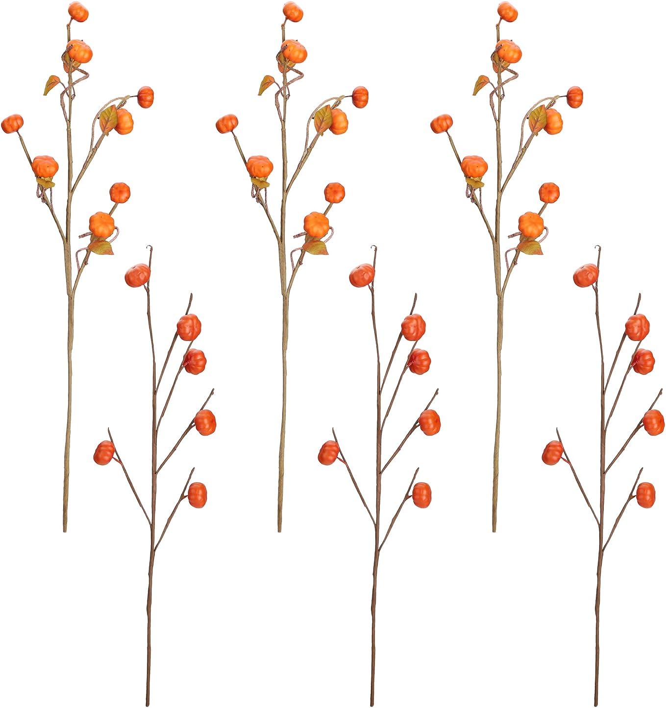Amazon.com: NFNSIG 6Pcs Pumpkin Fall Stems 23.4 Inch Artificial Pumpkin ...