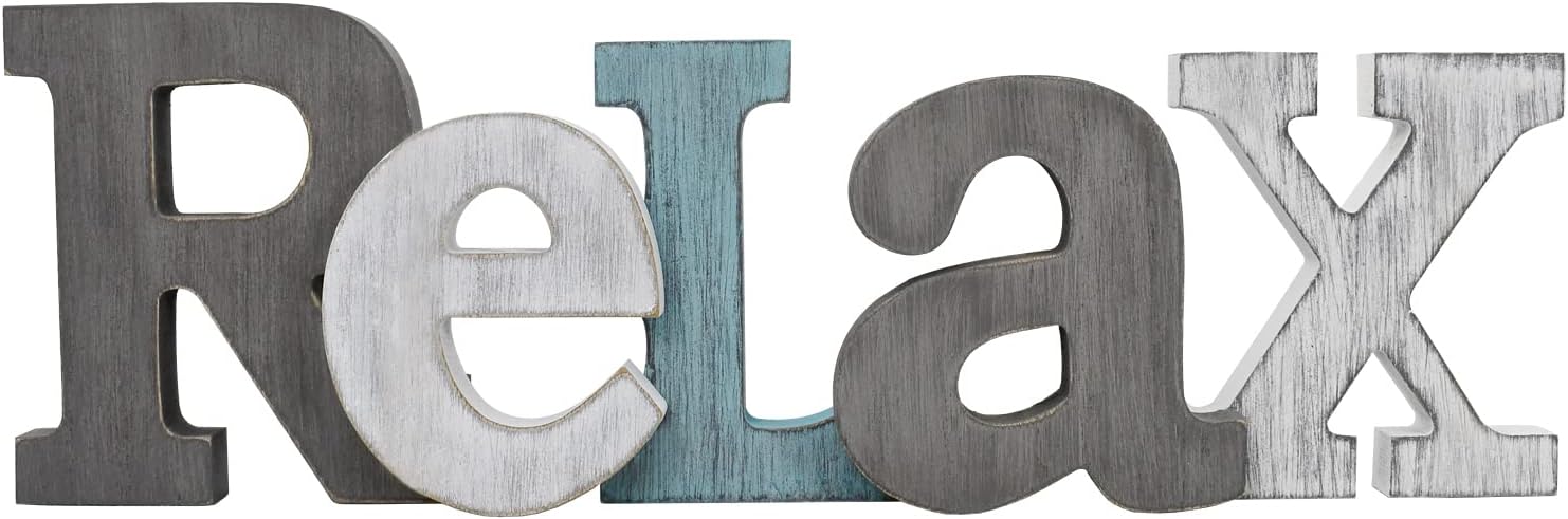Amazon.com: MyGift Rustic Wood Mantle Cutout Relax Letter Sign Living ...