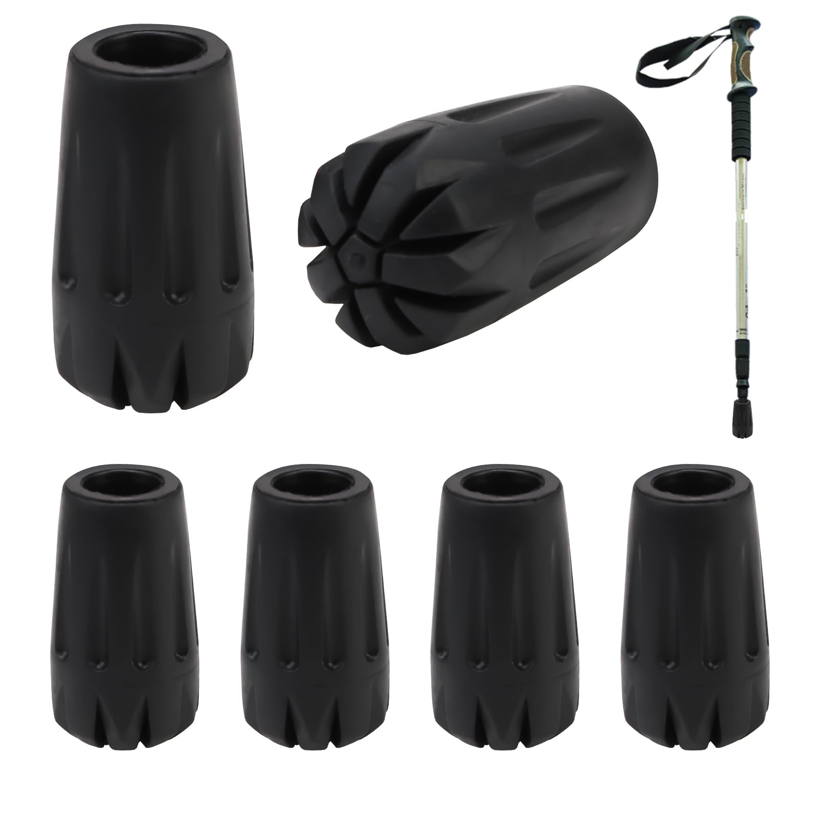 6Pcs Trekking Pole Tips Durable Walking Stick Rubber Ends Universal Fit ...