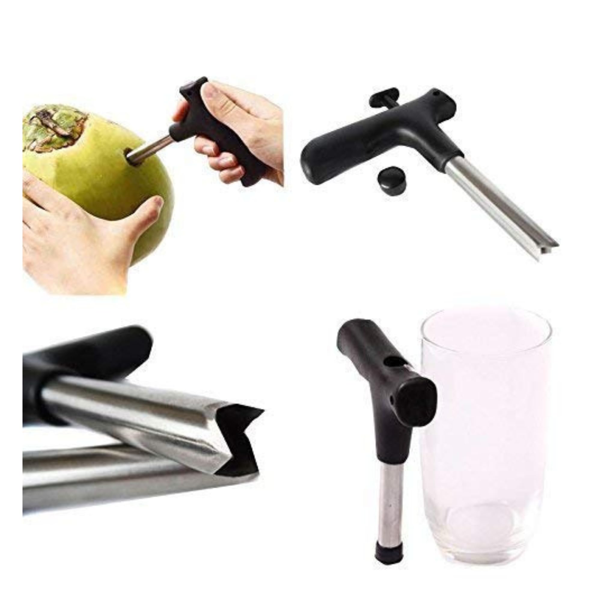 Buy Coconut Opener, Stainless Steel Coconuts Drill Cutter with Cleaner ...