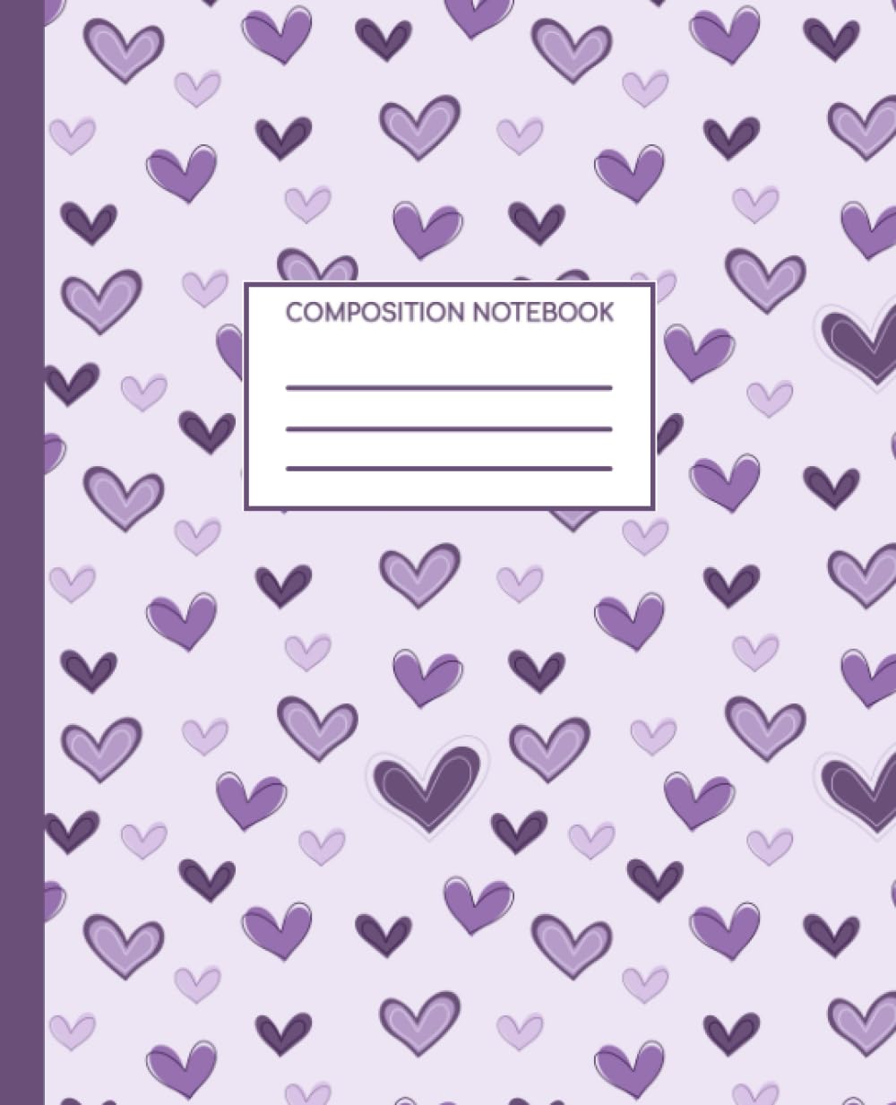 Composition Notebook: Cute Purple Hearts Wide Rule Notebook For Teen ...