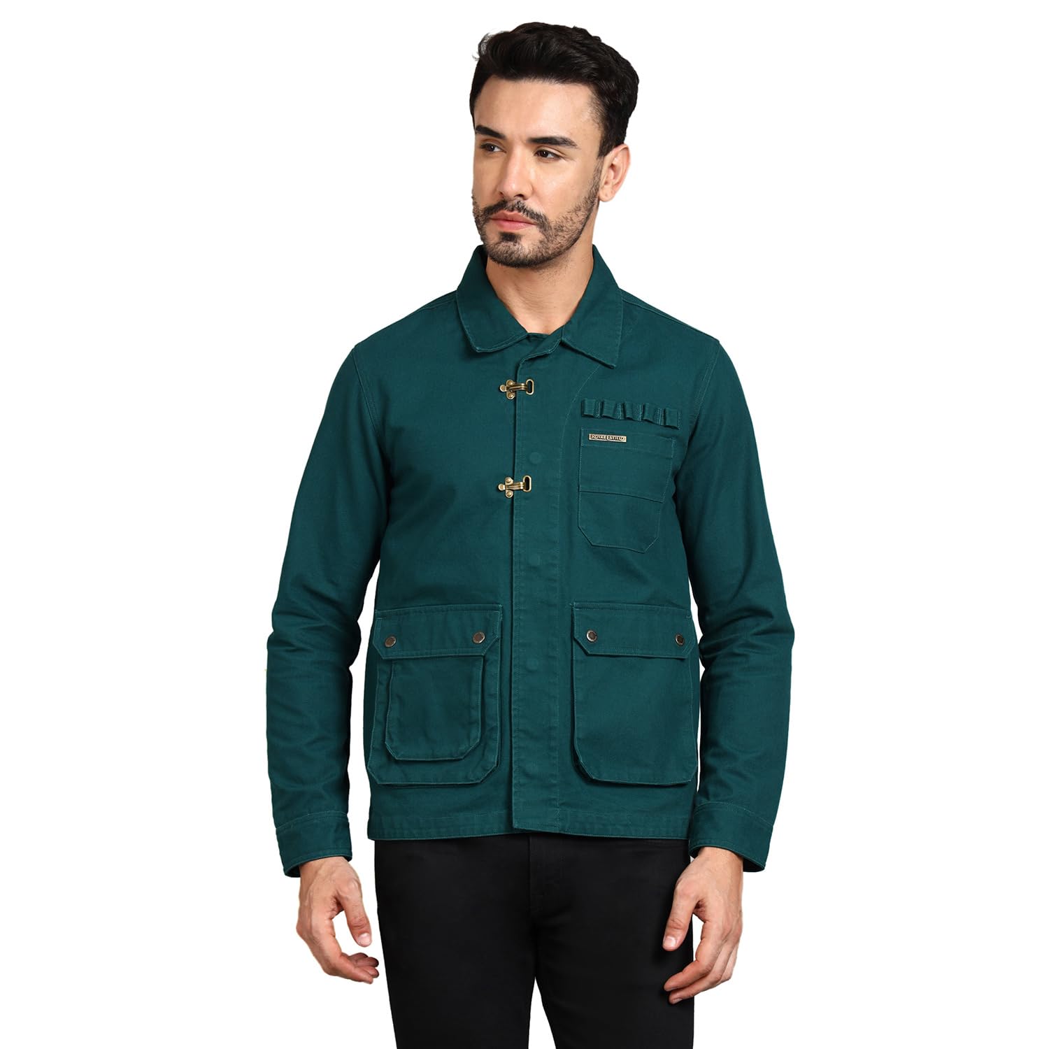 Royal Enfield HERRINGBONE VINTAGE FIELD JACKET DEEP TEAL (2XL) 46 CM ...