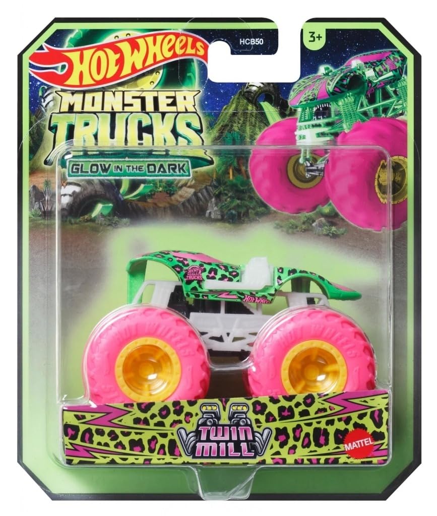 Amazon.com: Hot Wheels Monster Trucks Glow in The Dark 1:64 Scale ...