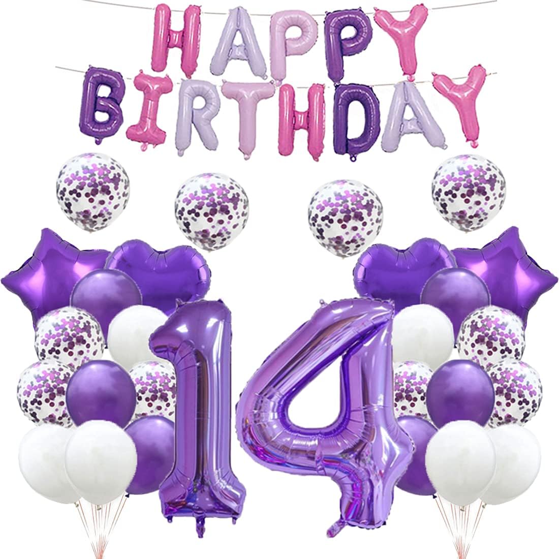 Amazon.com: GLZLMM 14th Birthday Balloon 14th Birthday Decorations ...