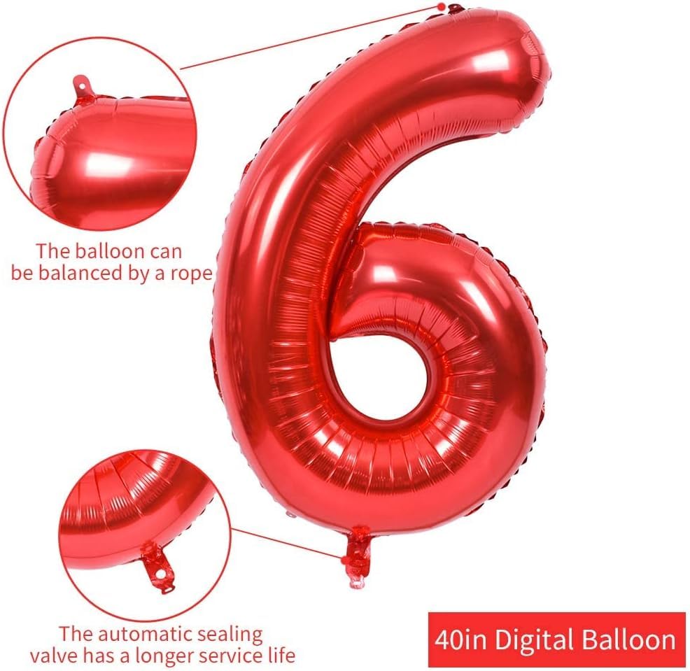 Snapklik.com : 40 Inch Large Red Number 60 Balloons Giant Digital 60 ...