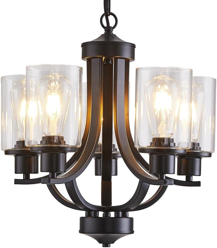 TELAFLY 5-Light Dining Room Chandelier,Modern Small Chandeliers Black ...