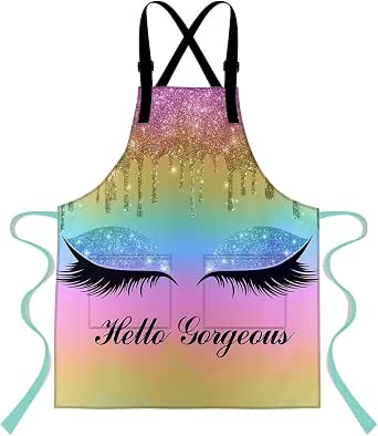 Amazon.com: LshyMn Eyelash Apron Nail Apron 33.4x27.5 Inches Colorful ...