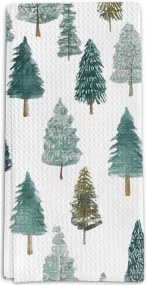 Amazon.com: Christmas Tree Kitchen Towels for Winter, Christmas Trees ...