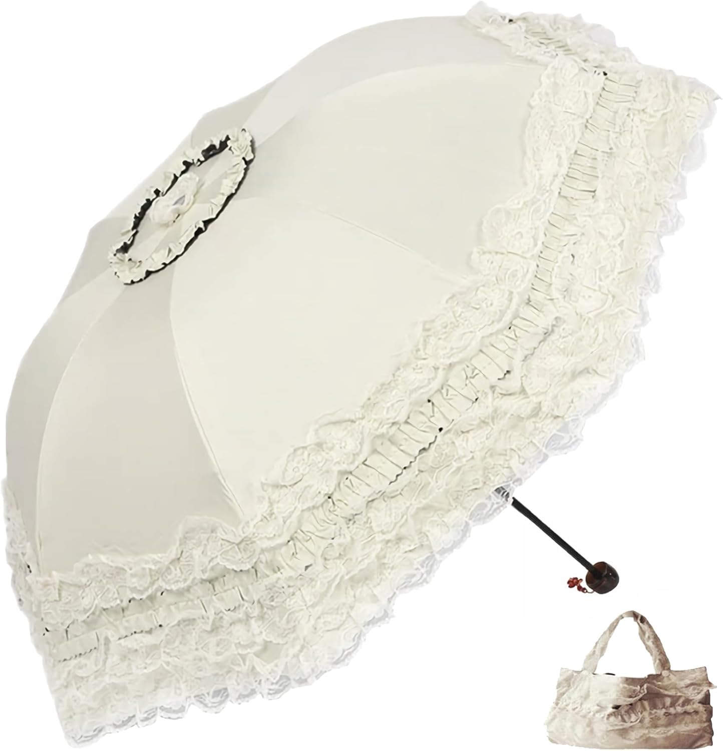 Amazon.com: URAWESO Lace Sun Parasol Wedding Princess Umbrella UV ...