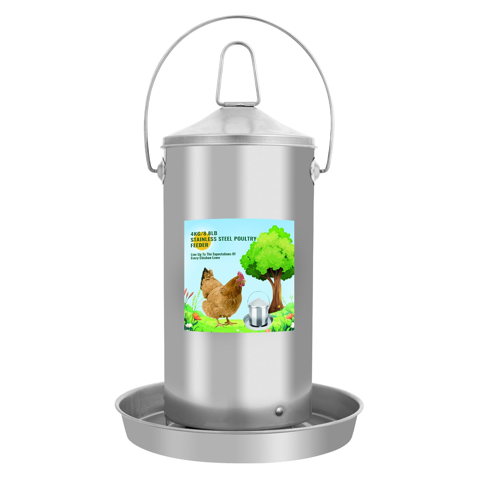 Amazon.com : Automatic Chicken Feeder 4KG/8.8lbs, Stainless Steel ...
