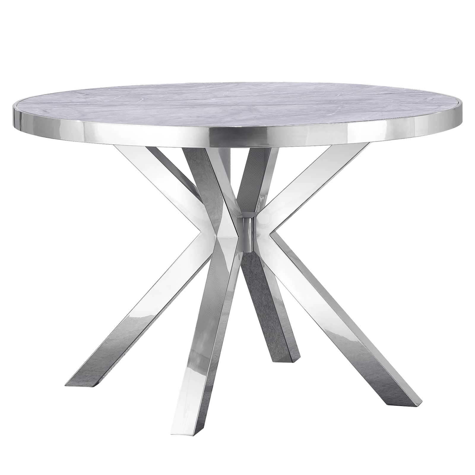 Amazon.com - AUZ Round Dining Table, 45 inch Grey and Silver Round ...